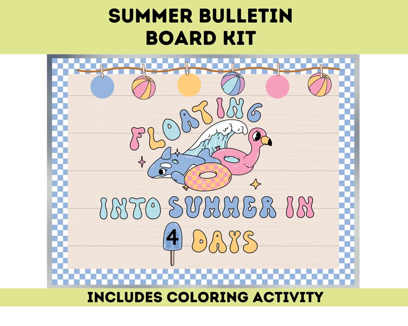 Retro Summer Vibes Bulletin Board Kit | DIY May and June Door Decor and ...