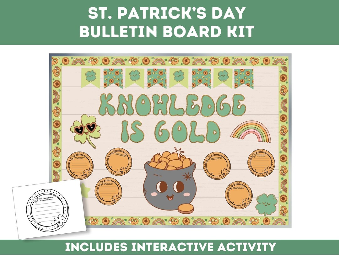 St. Patrick's Day Bulletin Board Kit | Retro Classroom Door Decor ...