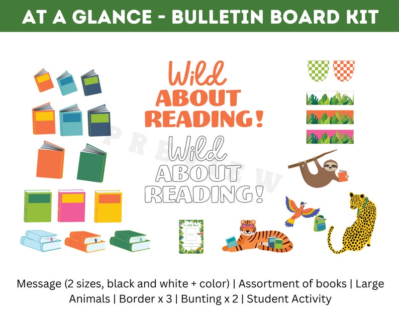 Library Bulletin Board | Reading Door Decor Kit | Summer Spring ...