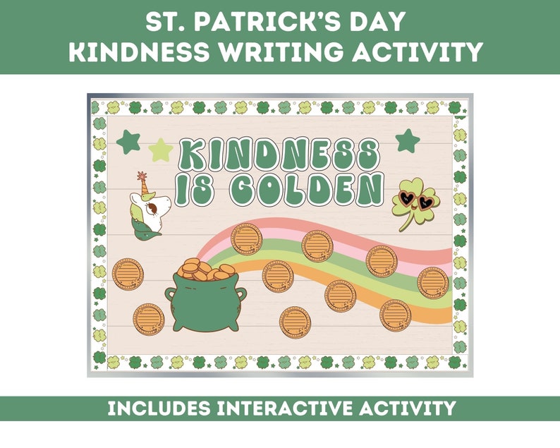 St. Patrick's Day Kindness Bulletin Board Kit | Retro Classroom Door ...