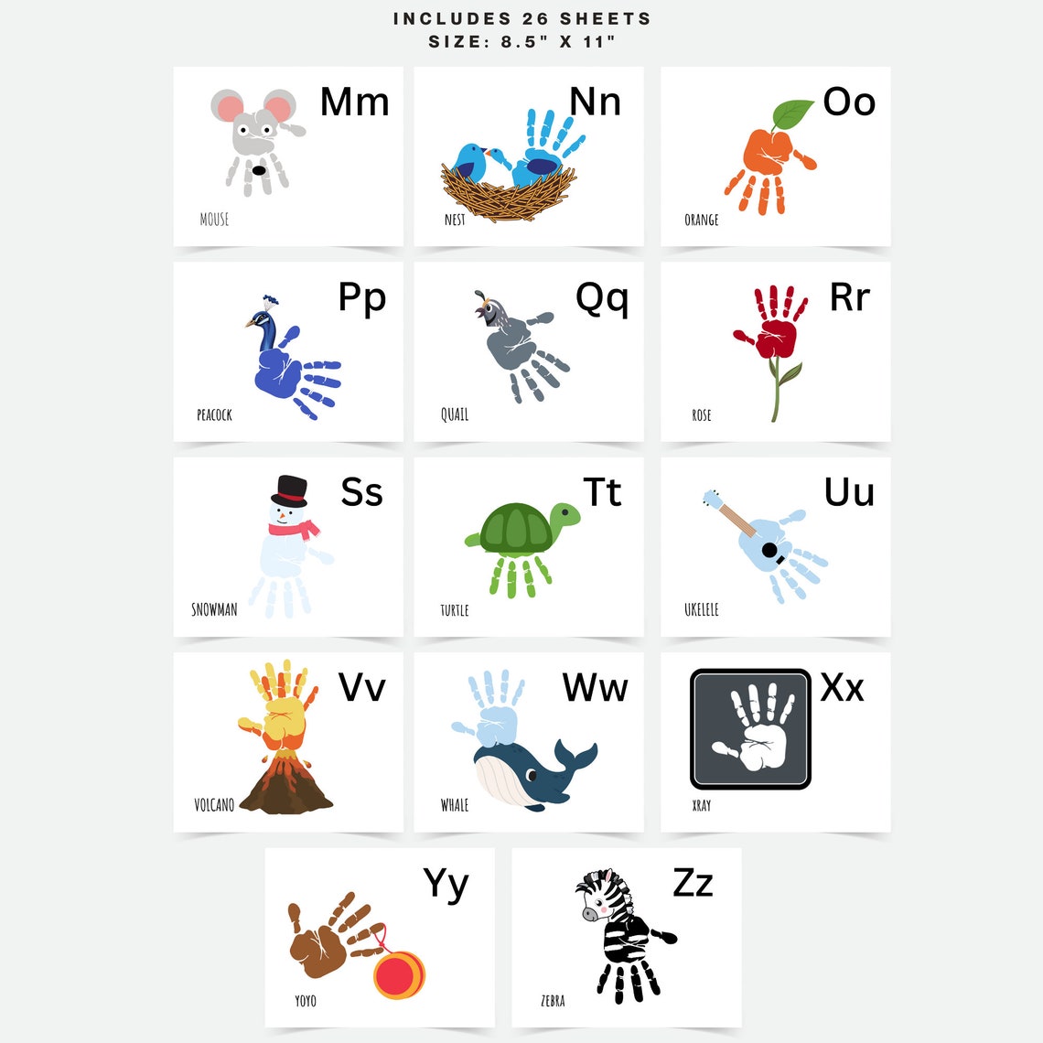 Alphabet Handprint Printable Craft for Toddler Abc Handprint Art Book ...