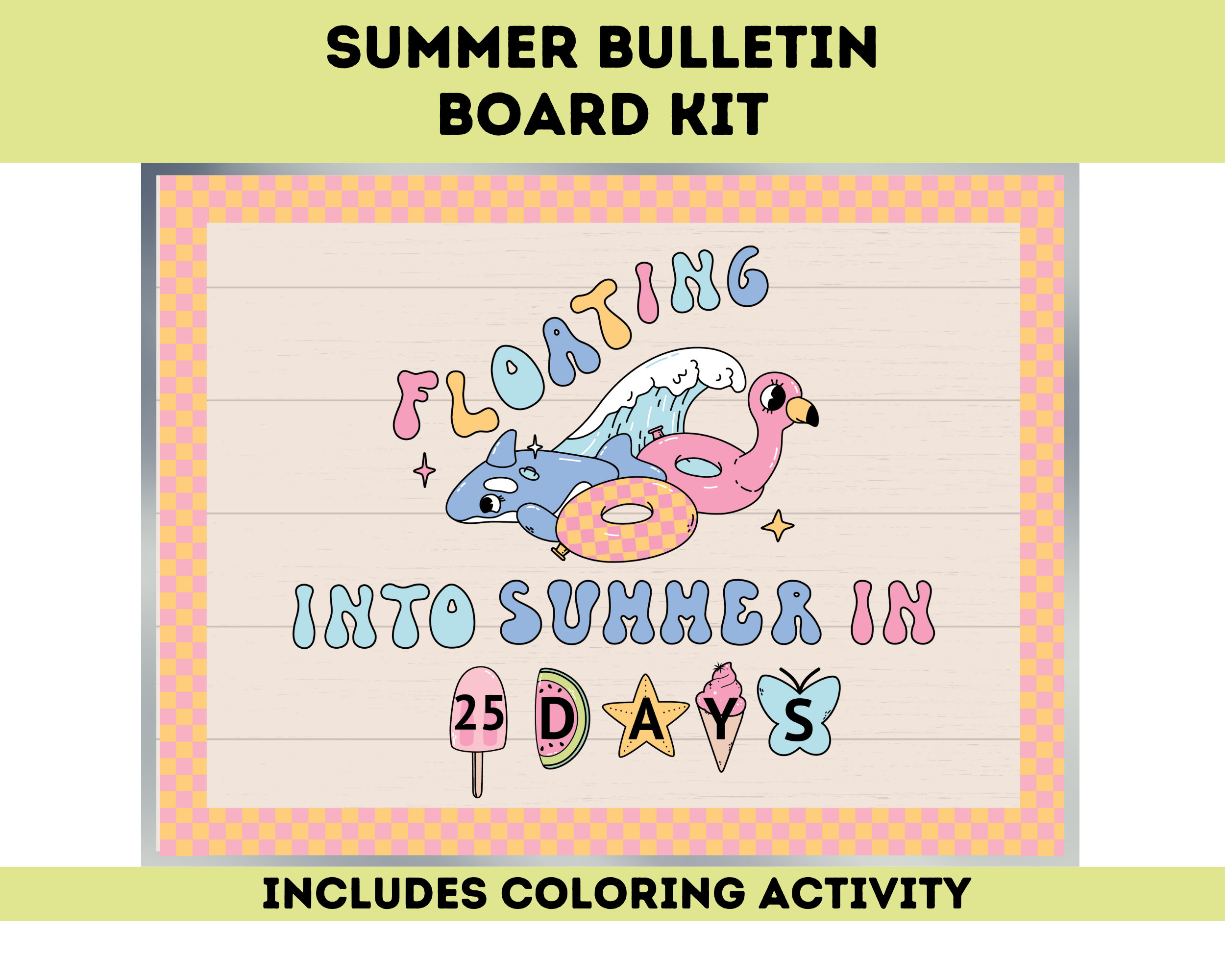 Retro Summer Vibes Bulletin Board Kit | DIY May and June Door Decor and ...