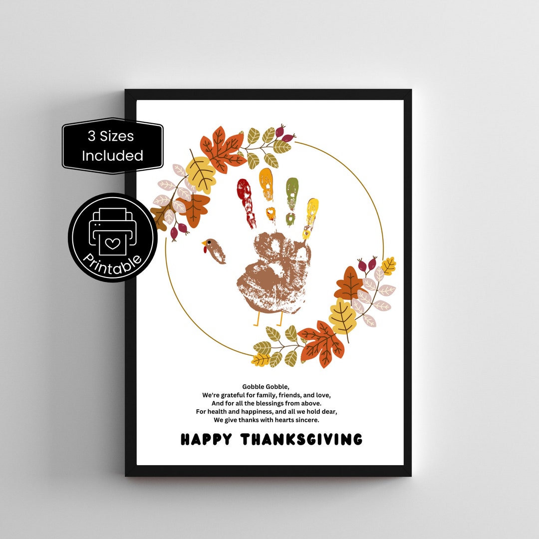 Thanksgiving Turkey Handprint Toddler Keepsake Painting Give Thanks ...
