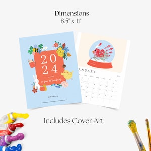 Printable 2024 Calendars 11 X 8.5 Inches Instant Down Handprint ...
