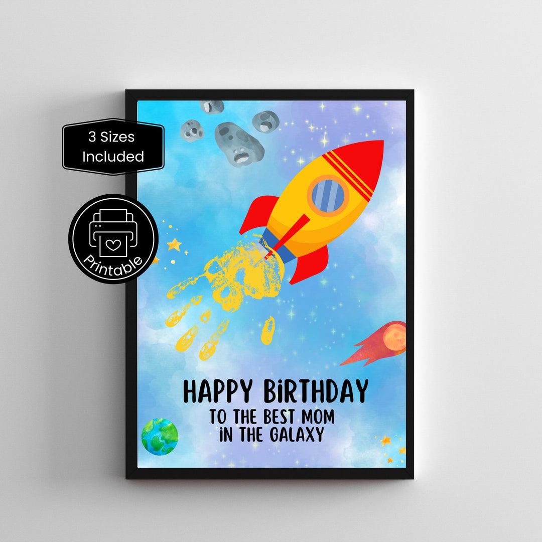 Kids Handprint Craft Printable Birthday Card for Mom Homeschool Art ...