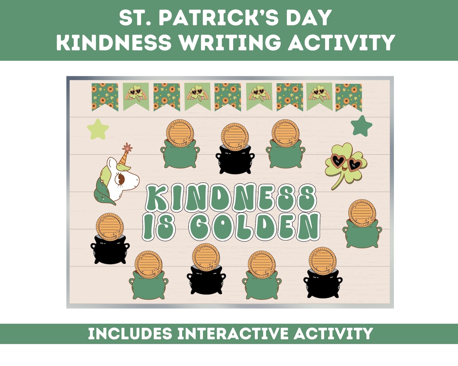 St. Patrick's Day Kindness Bulletin Board Kit | Retro Classroom Door ...