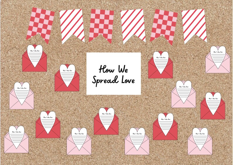 Valentine's Day Bulletin Board Kit | Love + Heart Writing Activity ...