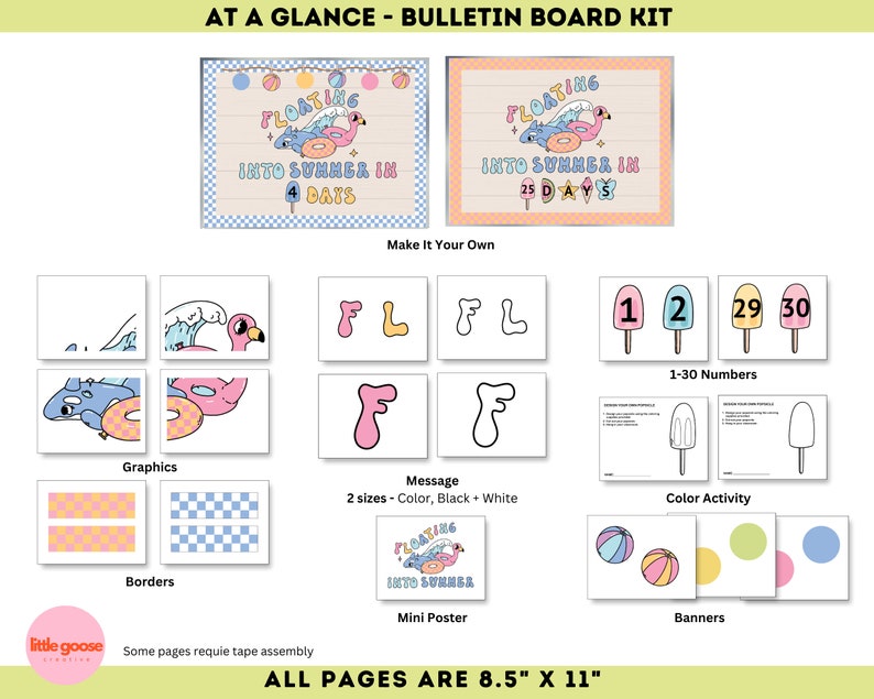 Retro Summer Vibes Bulletin Board Kit | DIY May and June Door Decor and ...
