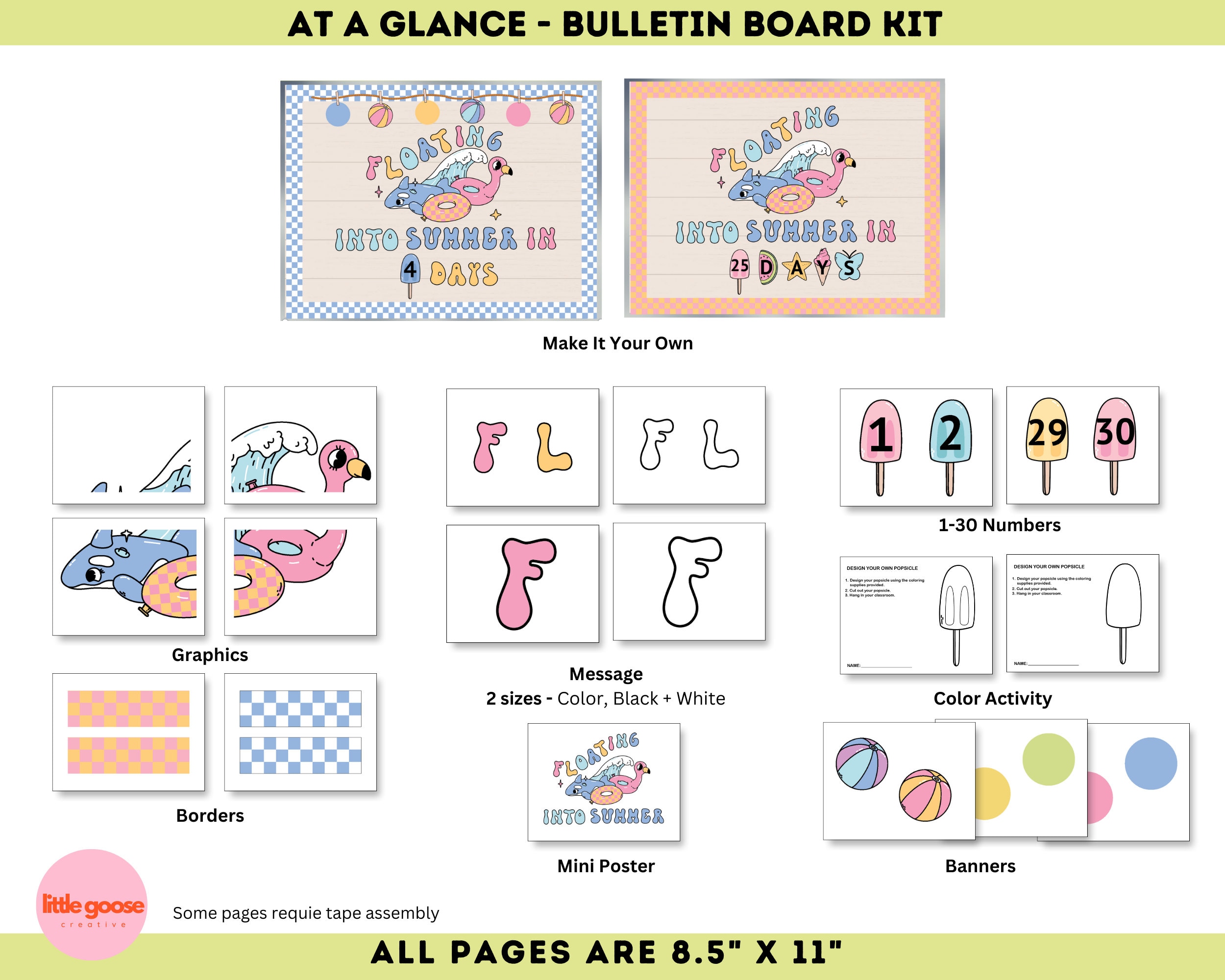 Retro Summer Vibes Bulletin Board Kit | DIY May and June Door Decor and ...