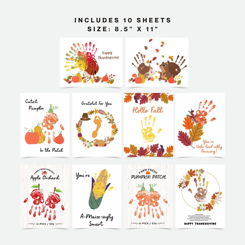 Printable Art Set Fall Autumn Toddler Footprint Painting Prek ...