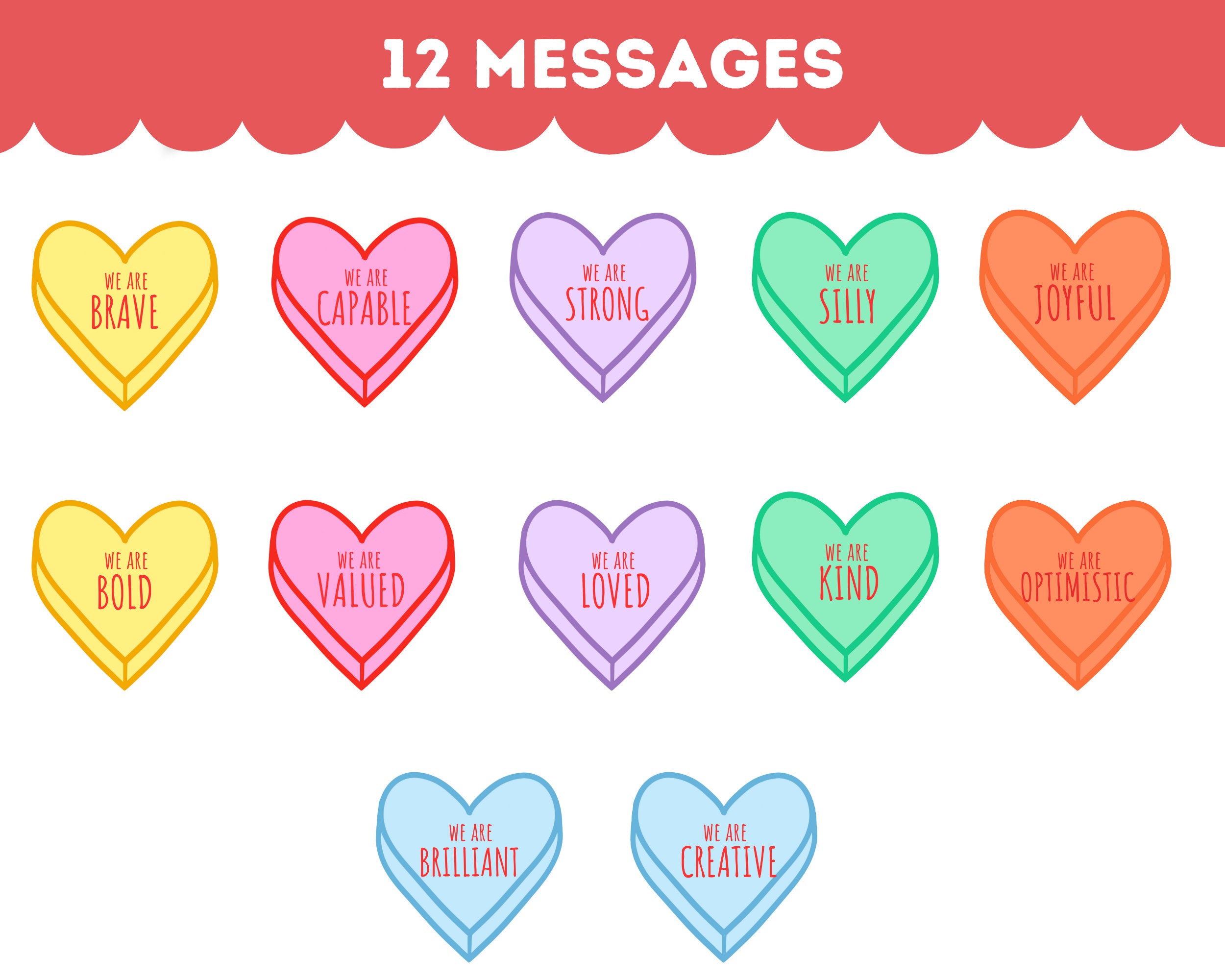 Valentine's Day Bulletin Board Kit Candy Heart Affirmations Kindness ...