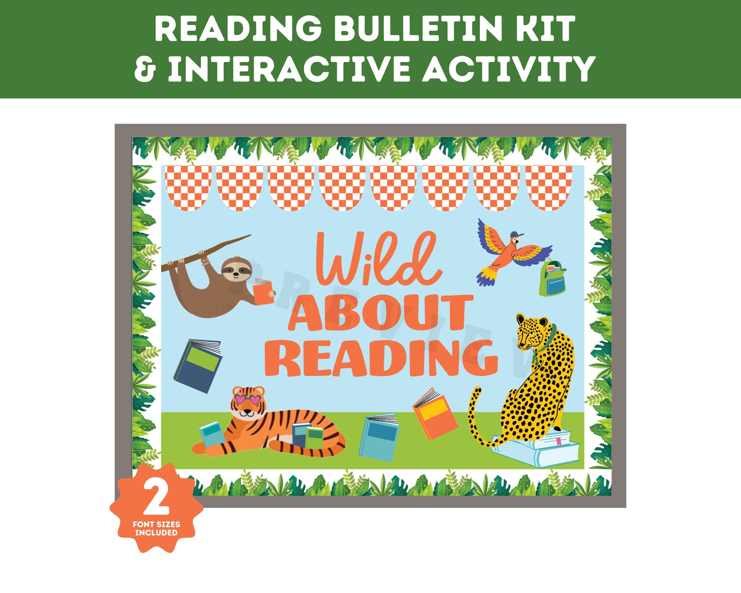 Library Bulletin Board Reading Door Decor Kit Summer Spring Classroom ...