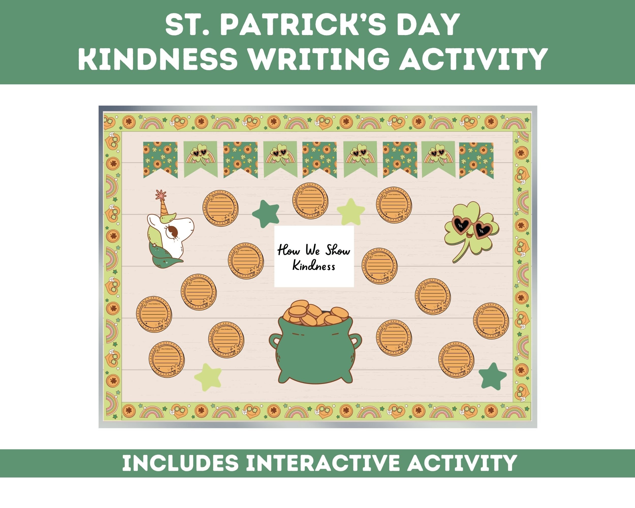 St. Patrick's Day Kindness Bulletin Board Kit | Retro Classroom Door ...