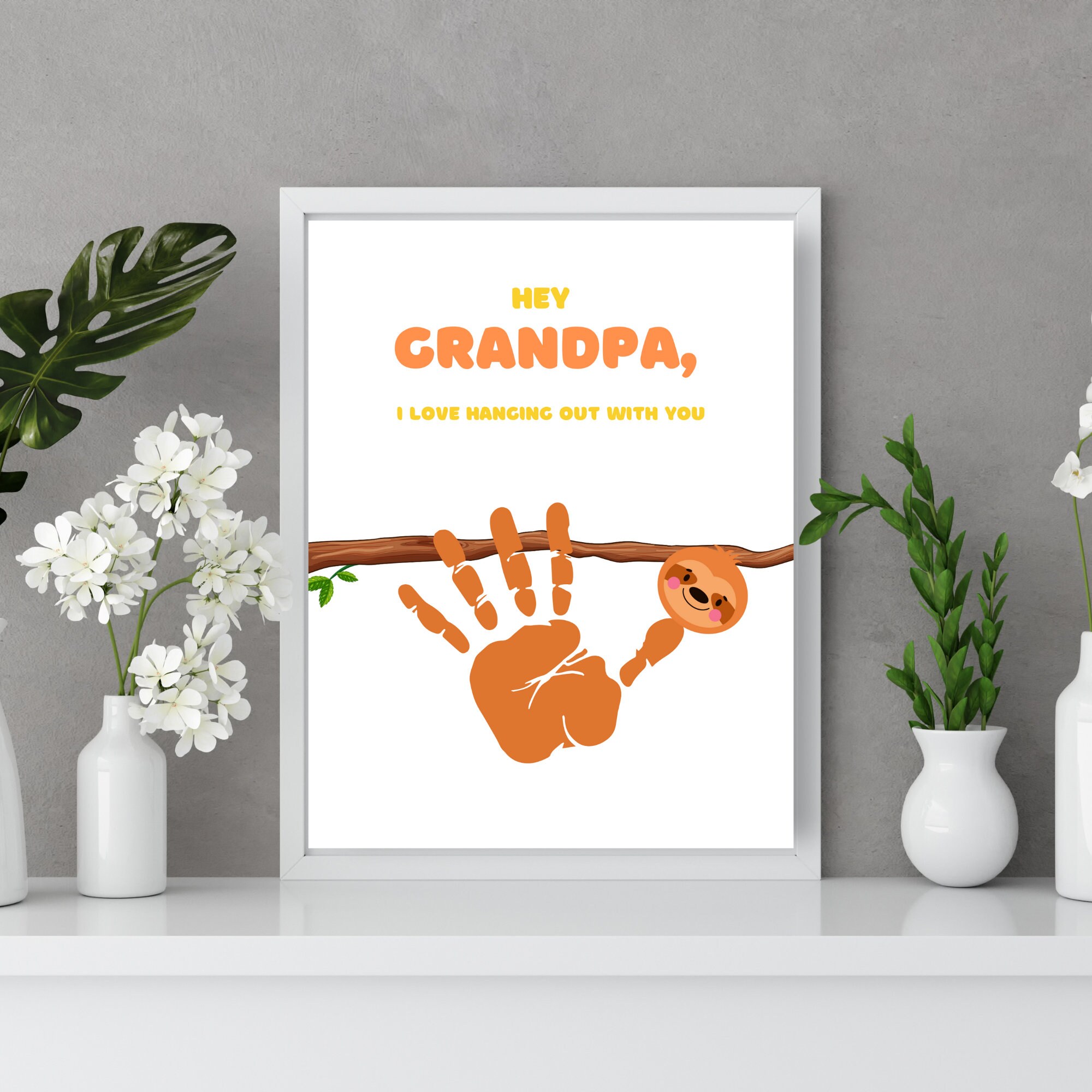 Sloth Handprint Printable for Grandpa Handprint Keepsake From Kid ...
