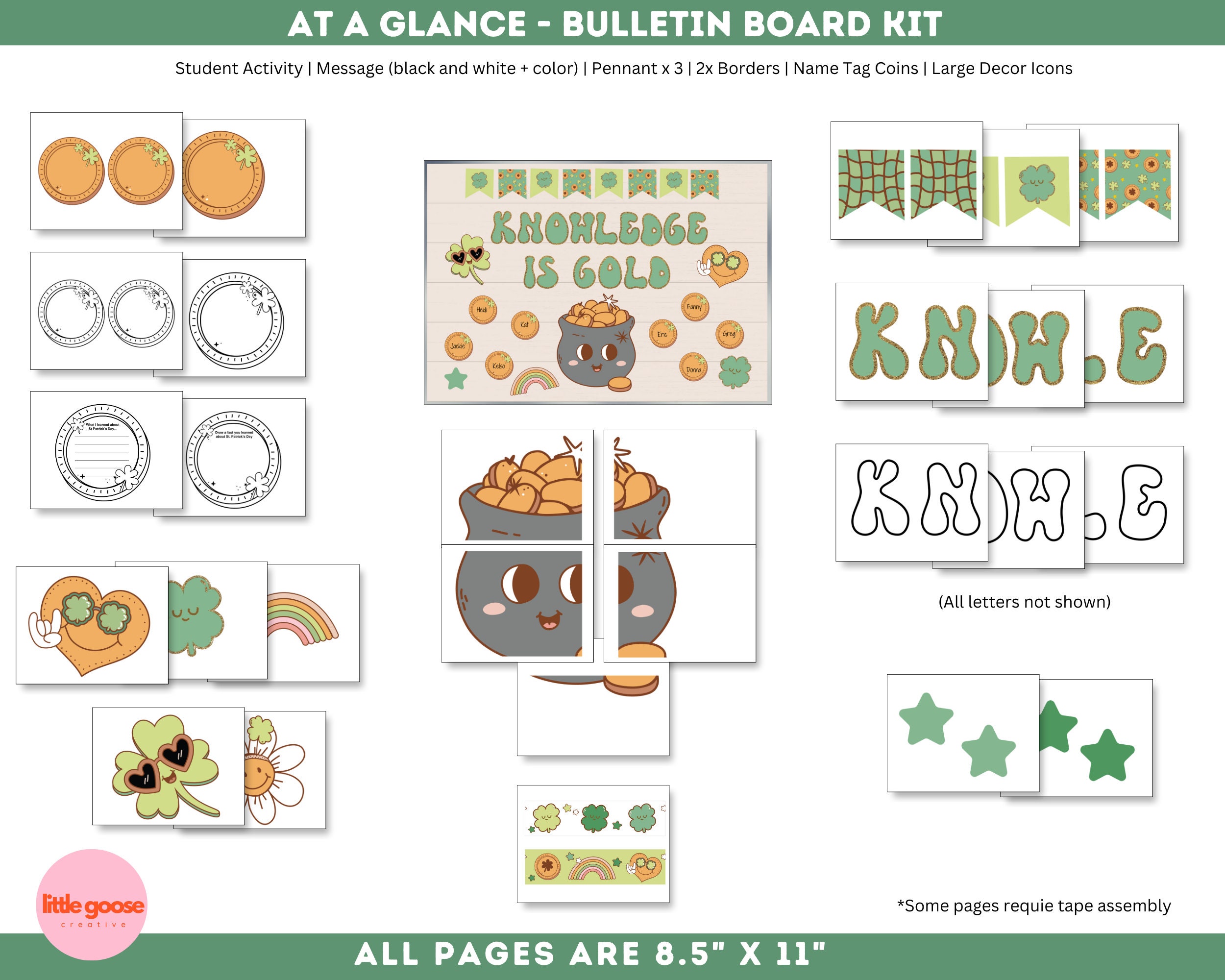 St. Patrick's Day Bulletin Board Kit | Retro Classroom Door Decor ...