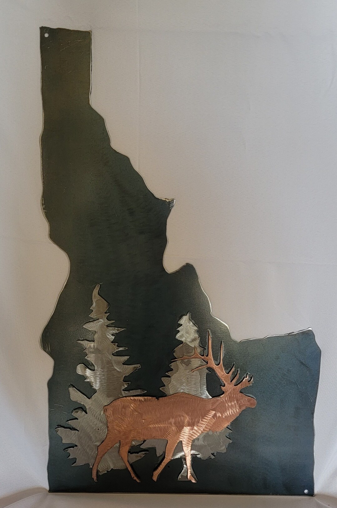 Three Layered Metal Art Piece of Elk on Idaho - Etsy