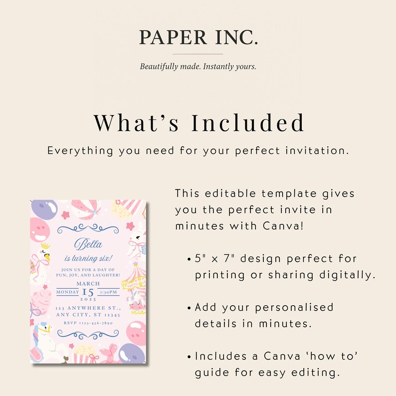 Fun Fair Birthday Invitation: Editable Canva Template (digital Download ...