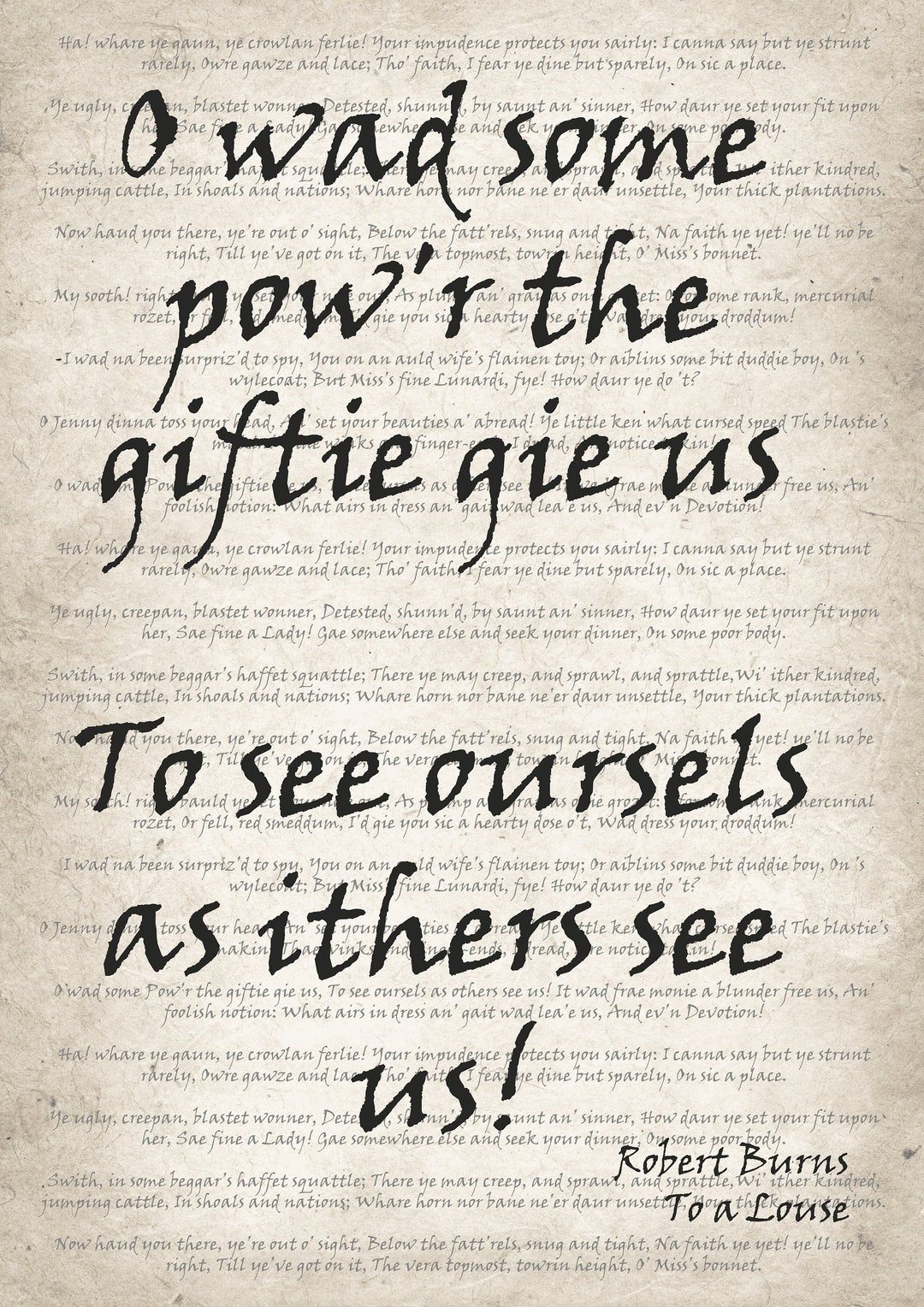 To a Louse Scottish Poem / Robert Burns / Digital Download / Artwork ...