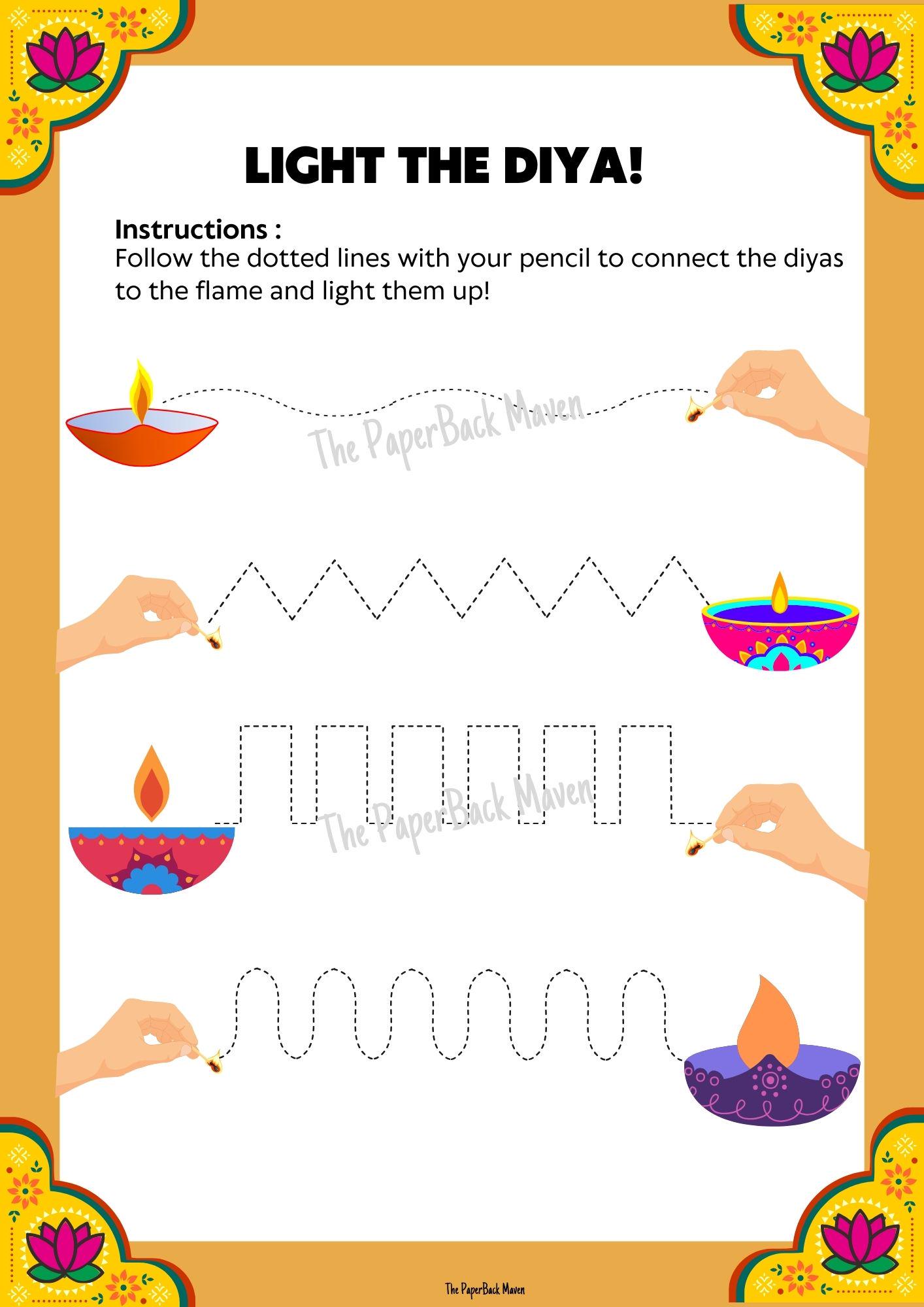 Diwali Activity Pack for Kids | Printable Worksheets, Games & Crafts ...