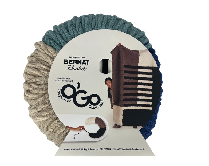 Bernat Yarnspirations O'GO Blanket Yarn - Alpine Blue Beige - Etsy