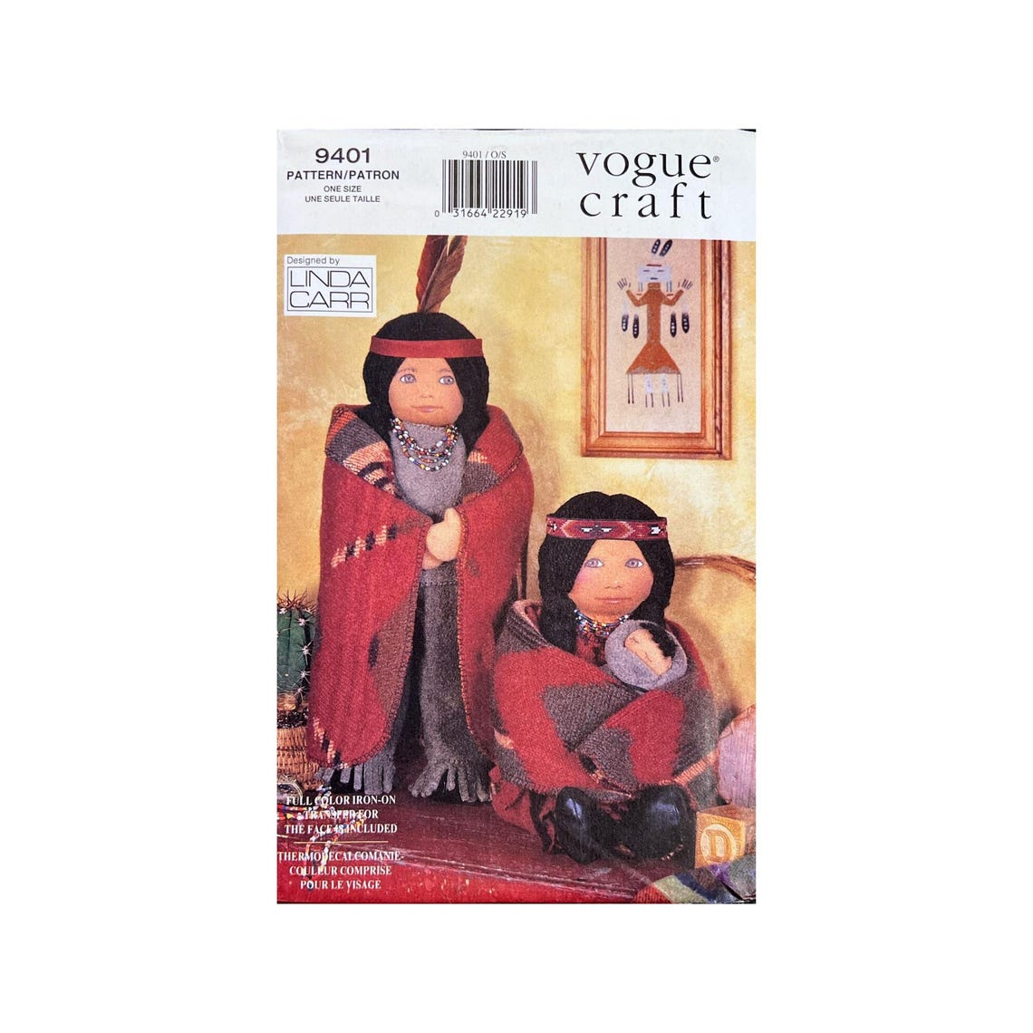 Easy Indian Doll Sewing Pattern With Iron on Transfers - Vogue Craft ...