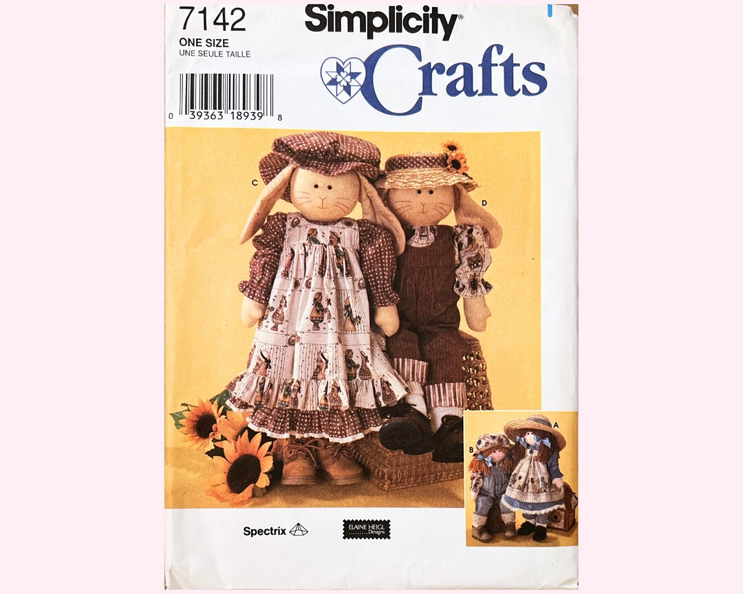 UNCUT Simplicity Crafts Rabbit Doll Bunny Pattern 7142 - Etsy