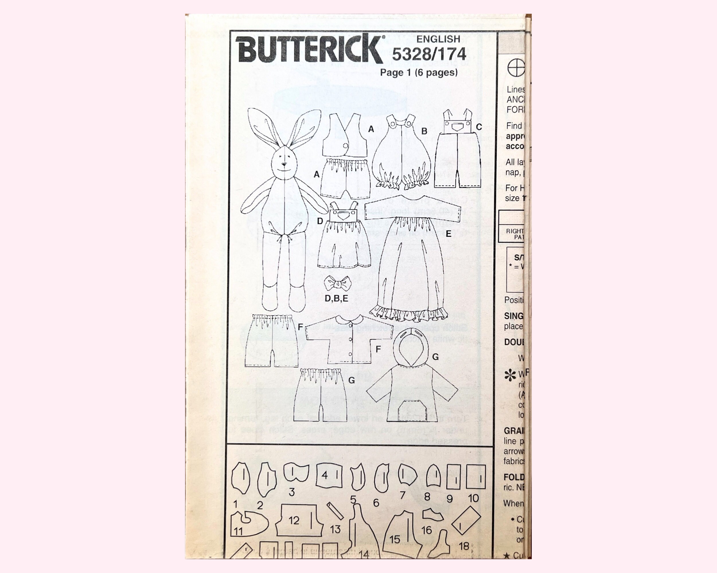 19 Bunny and Wardrobe Butterick Craft Pattern 5328 - Etsy