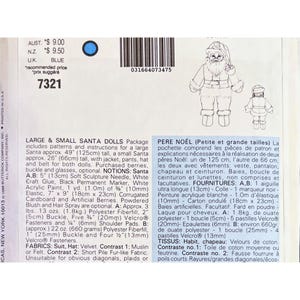 Large & Small Santa Dolls - Vogue Sewing Pattern 7321 - Etsy