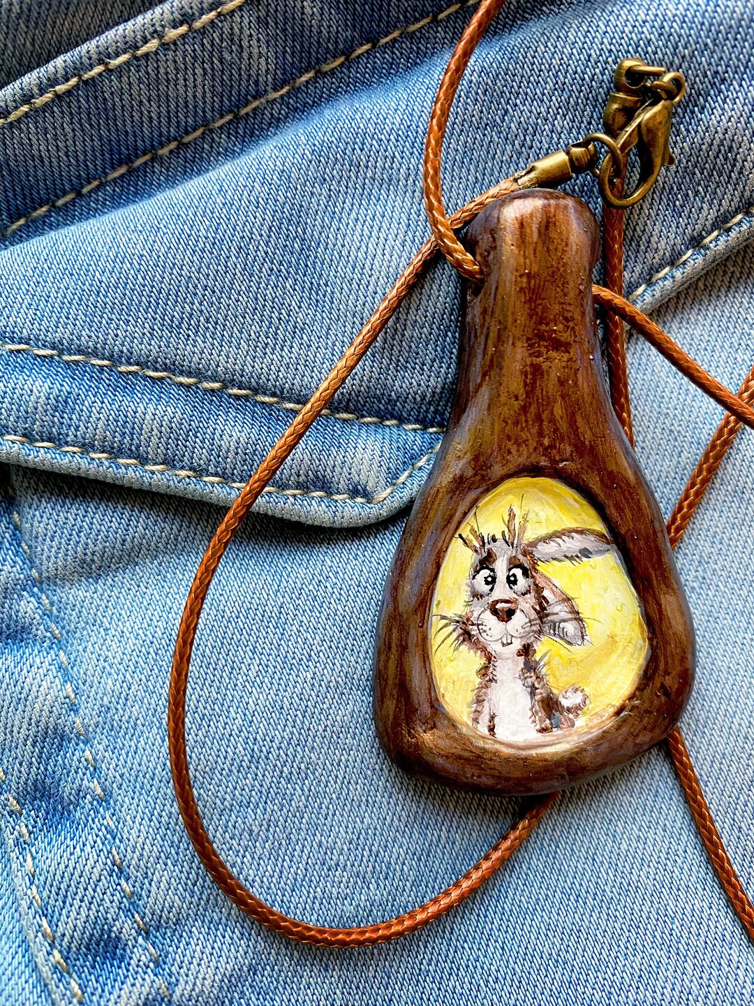 Funny Bunny Necklace / Cute Rabbit Pendant / Disheveled Rabbit - Etsy