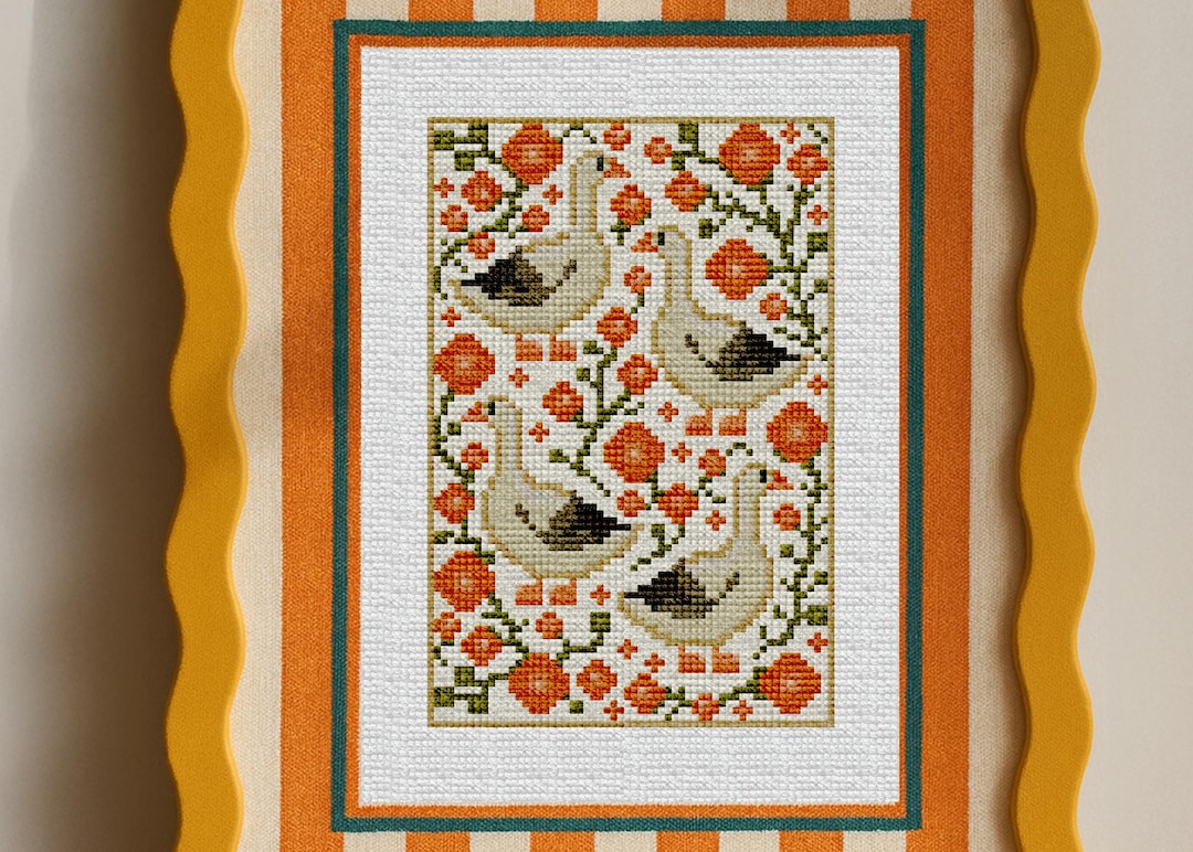 Autumn Geese Cross-stitch Pattern – Cozy Fall Embroidery Design With ...