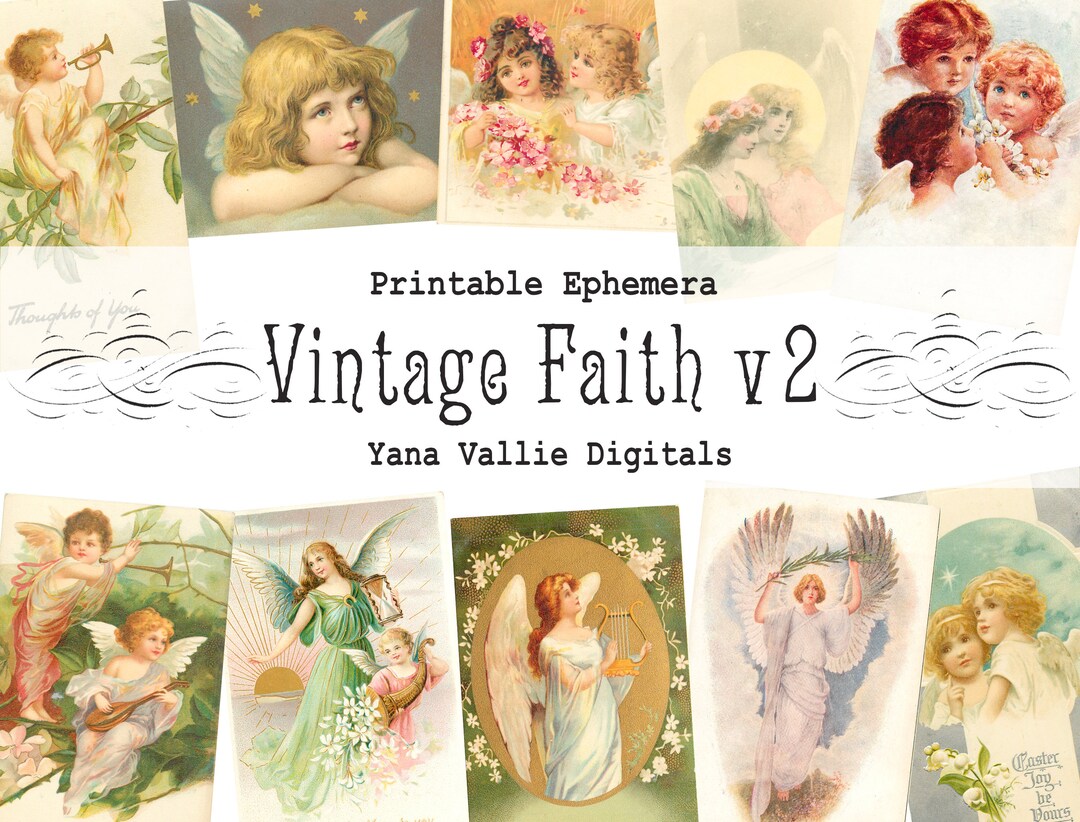 Vintage Prayer Cards, Angel Ephemera Printable Junk Journal Set, Faith ...