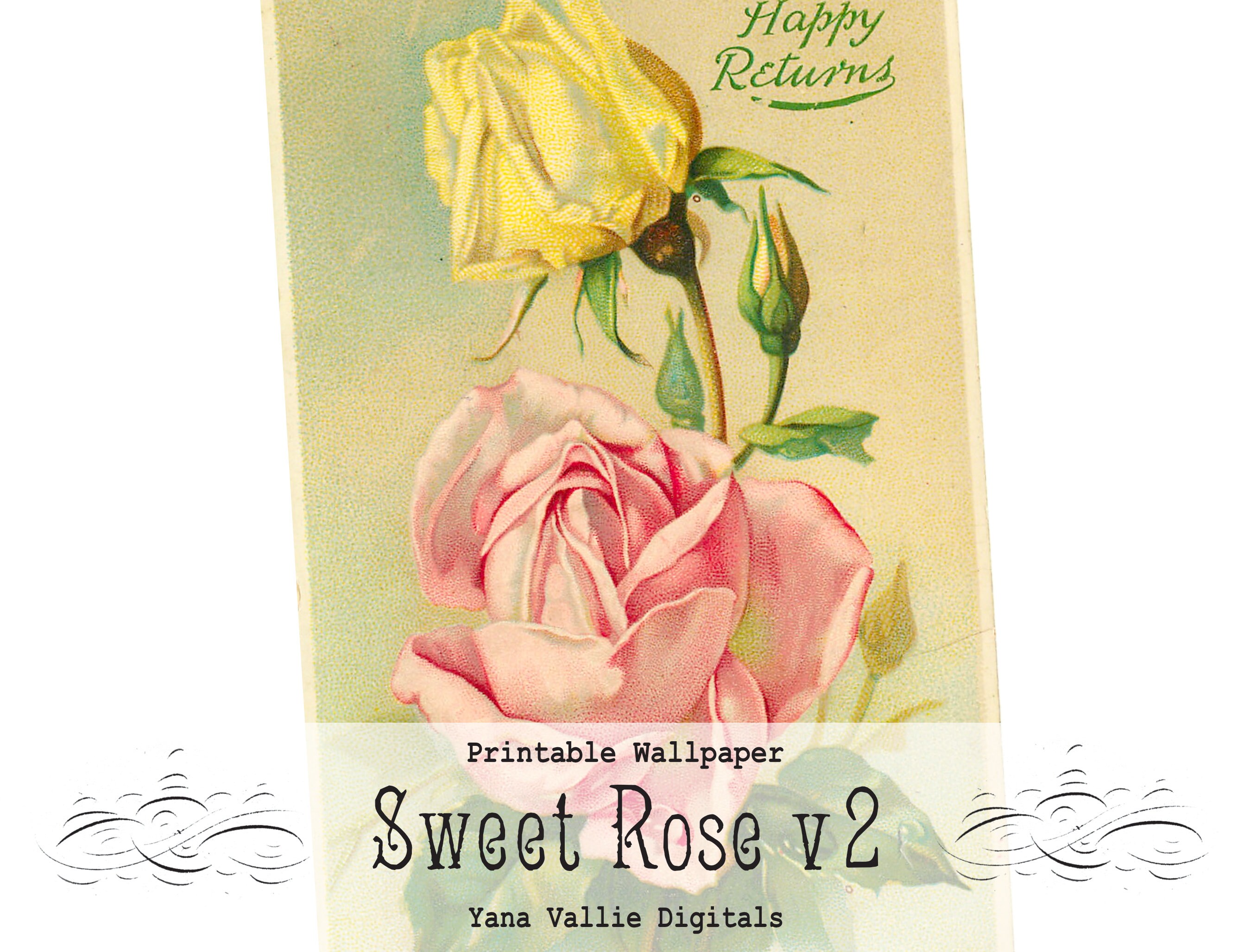 Printable Vintage Roses Cards Antique Rose Ephemera Junk - Etsy