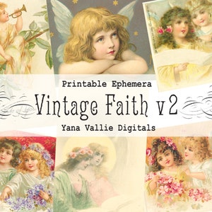 Vintage Prayer Cards, Angel Ephemera Printable Junk Journal Set, Faith ...