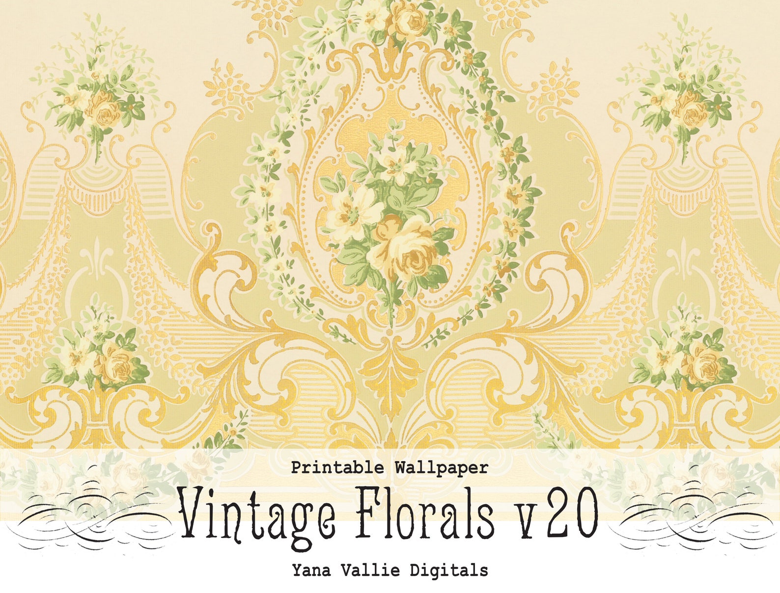 Printable Antique Wallpaper, Vintage Flowers Junk Journal Paper ...