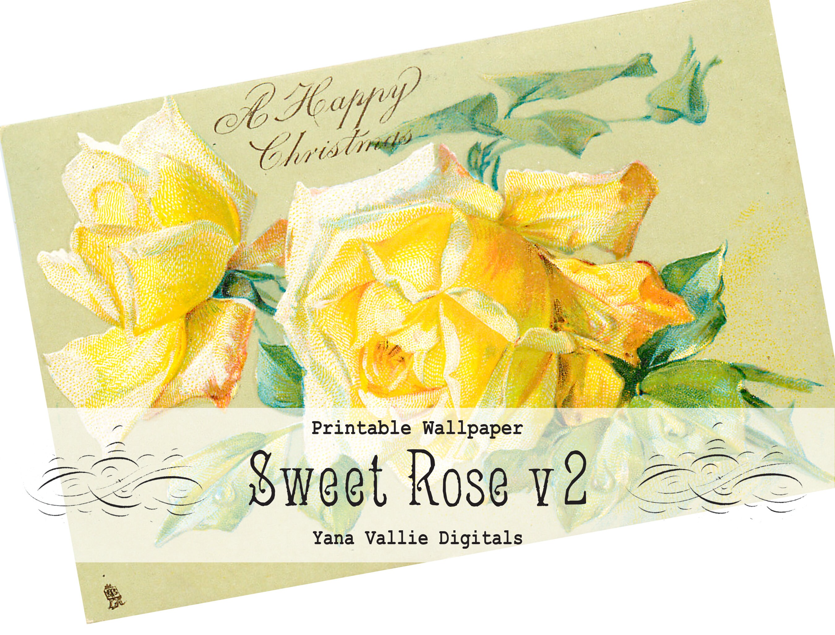 Printable Vintage Roses Cards, Antique Rose Ephemera Junk Journal ...