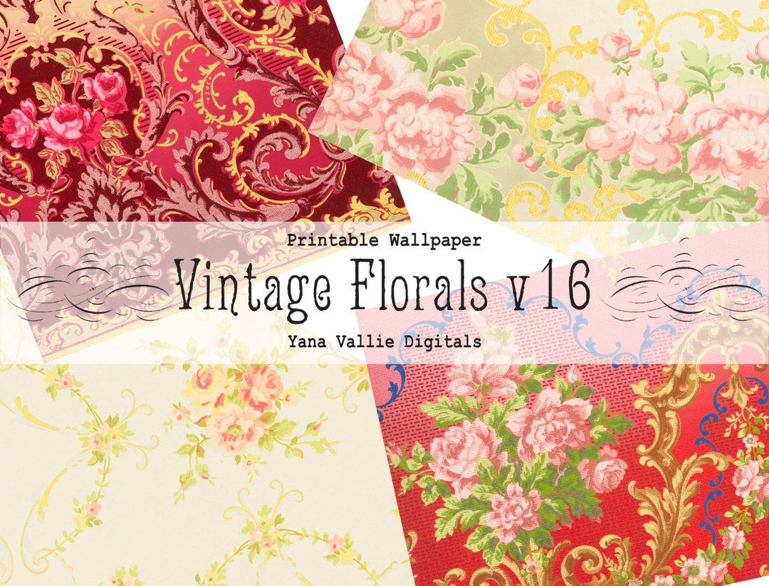 Antique Floral Wallpaper Vintage Flowers and Patterns - Etsy