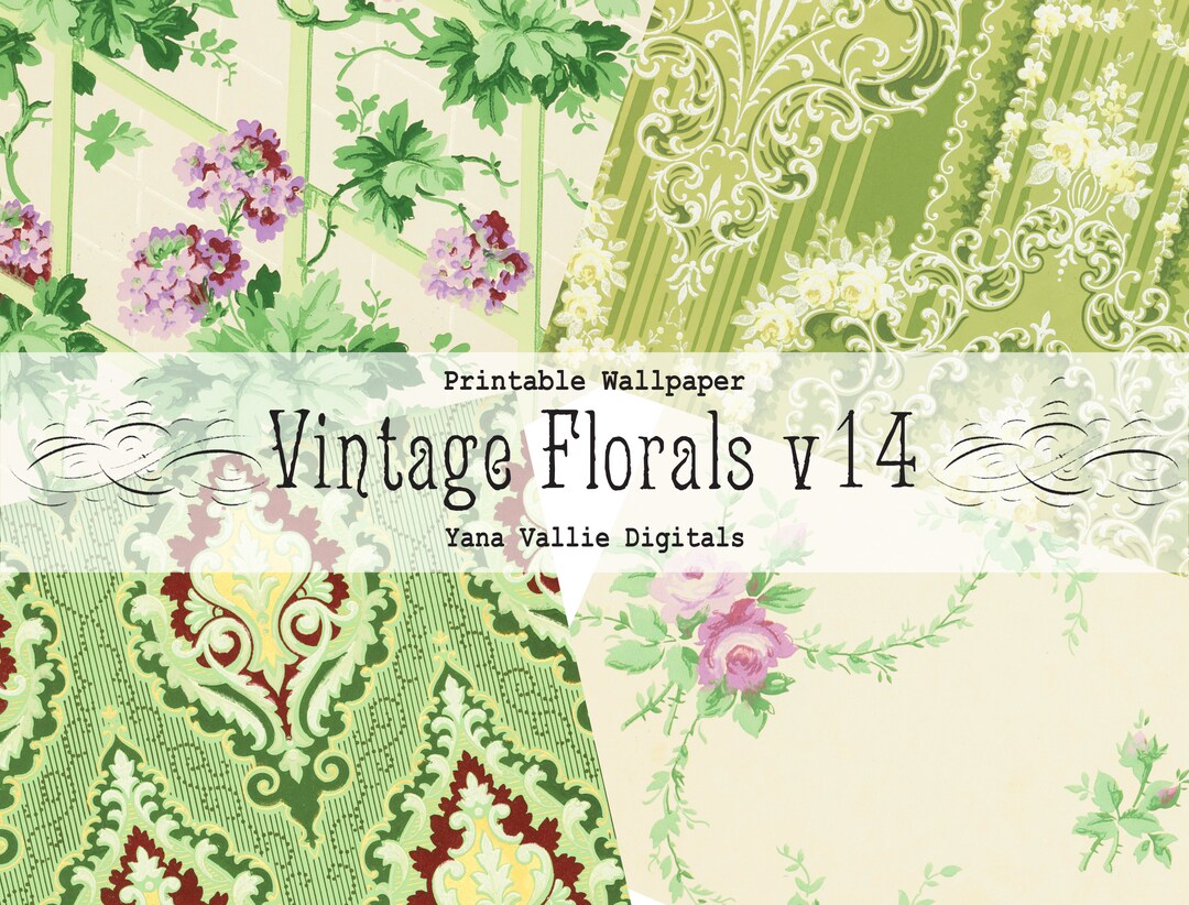 Antique Floral Wallpaper, Vintage Flowers and Patterns, Printable Junk ...