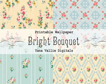 Vintage Floral Wallpaper Printable, Printable Wallpaper, Digital ...