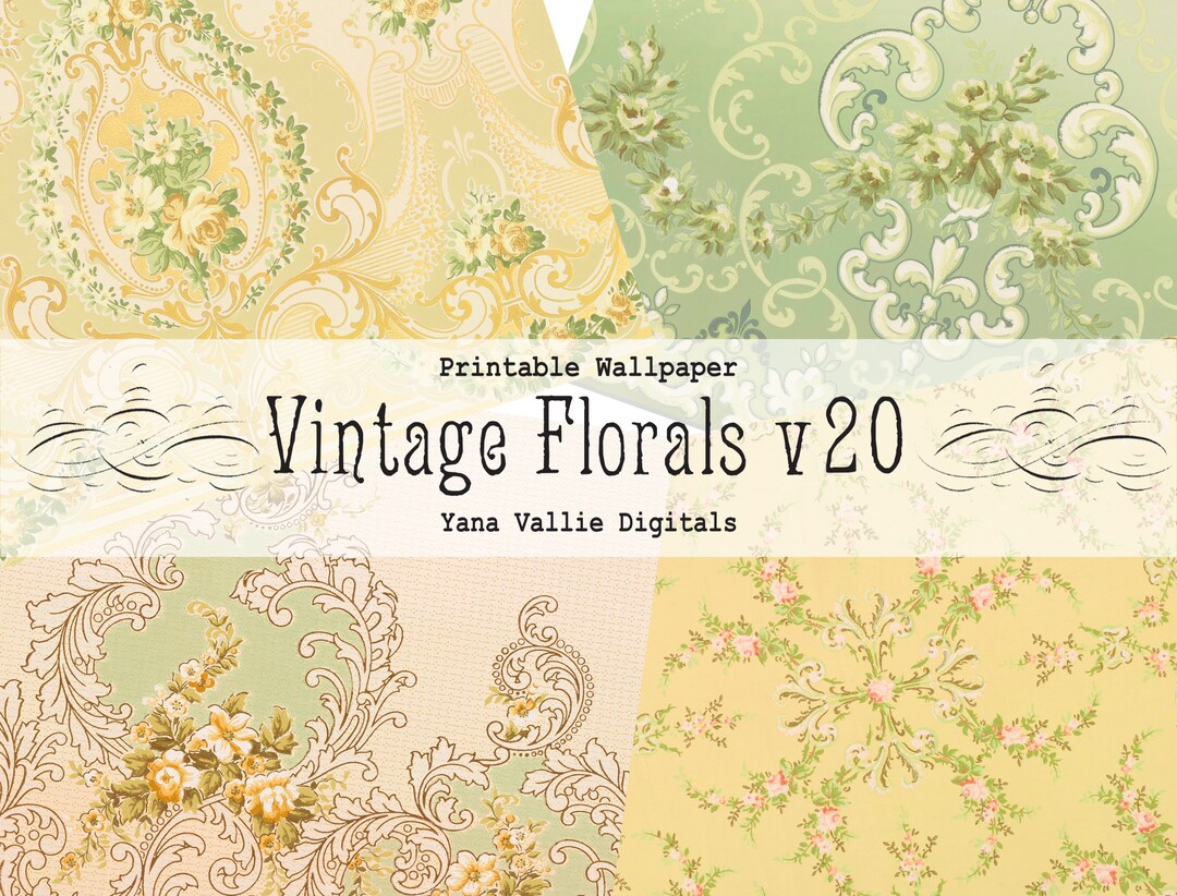 Printable Antique Wallpaper, Vintage Flowers Junk Journal Paper ...