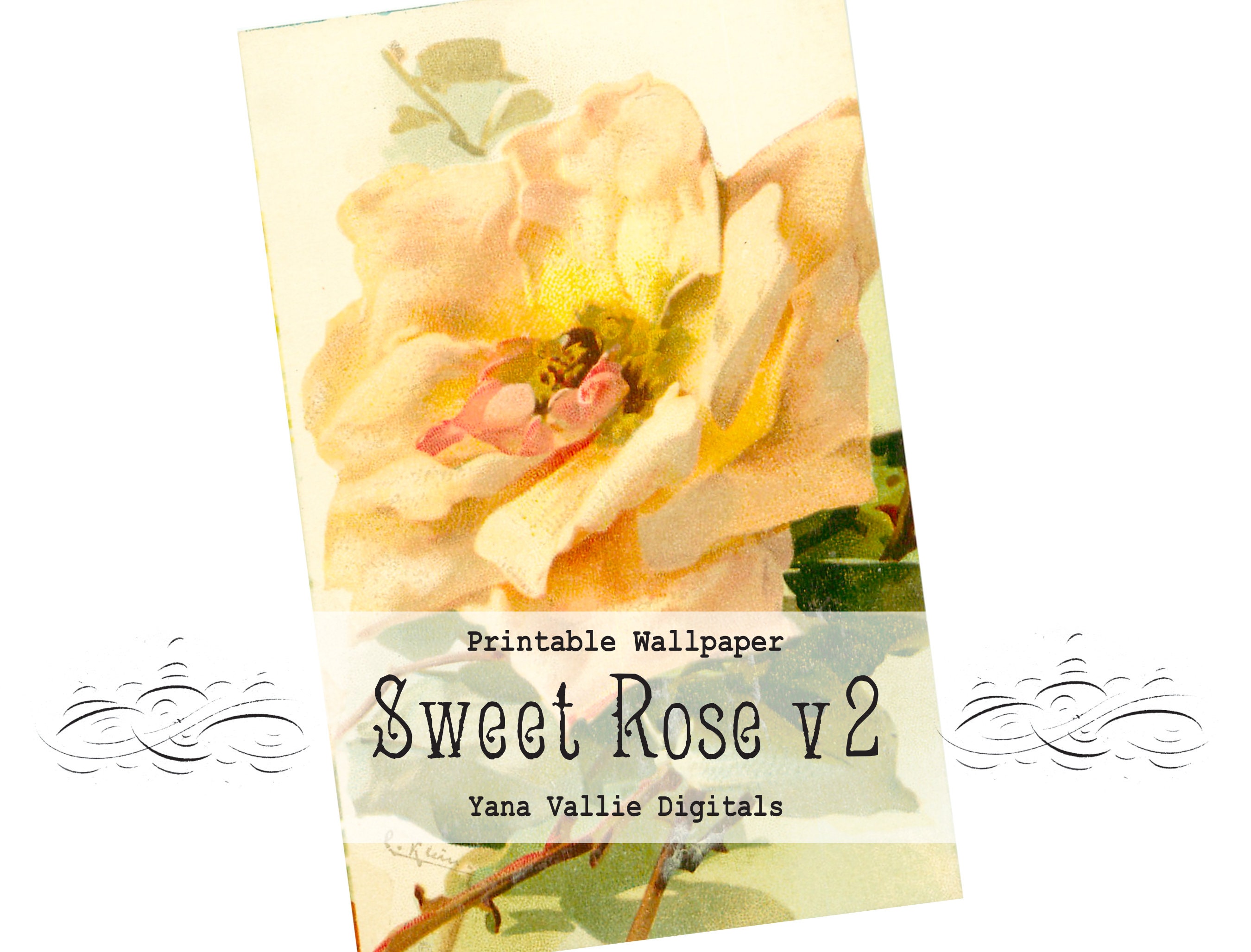 Printable Vintage Roses Cards, Antique Rose Ephemera Junk Journal ...