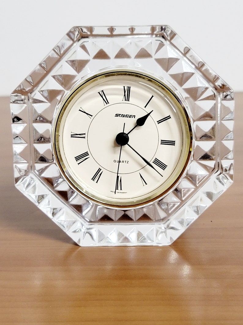 Vintage Staiger Quarts West Germany Crystal Octagon Desk Clock - Etsy