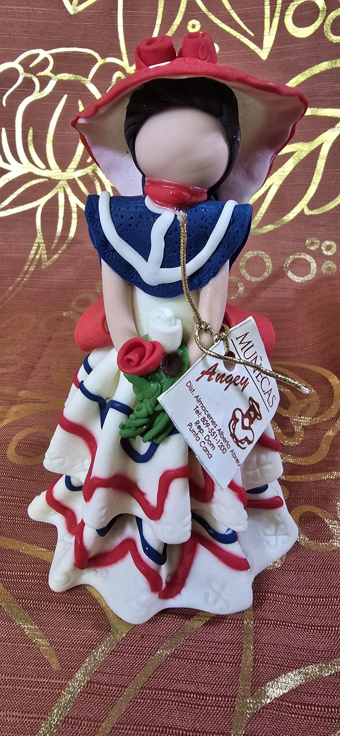 Dominican Republic Folk Art Doll Porcelanicron Faceless Doll Figurine ...