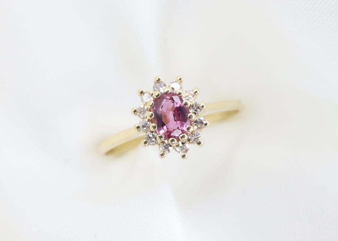 9ct Gold Ruby & Diamond Cluster Ring, Size EU 16 - Etsy