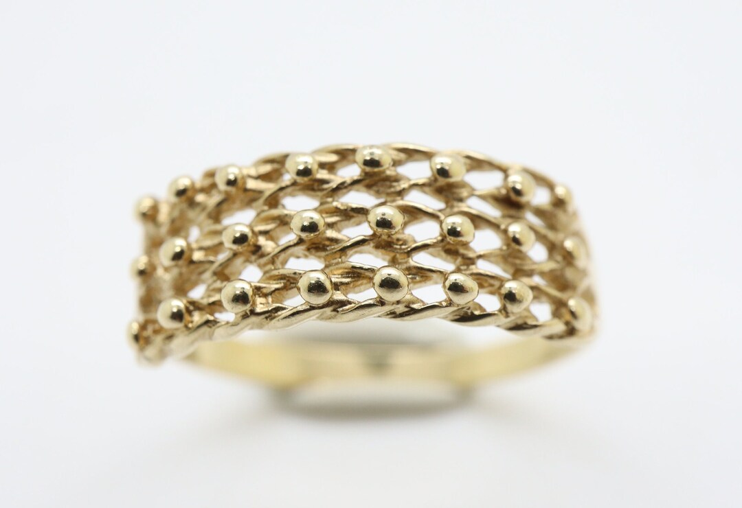 Vintage 9ct Gold Three Row Keeper Braided Band Ring, Size EU 17 - Etsy
