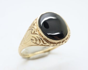 Carved Onyx Ring | Etsy