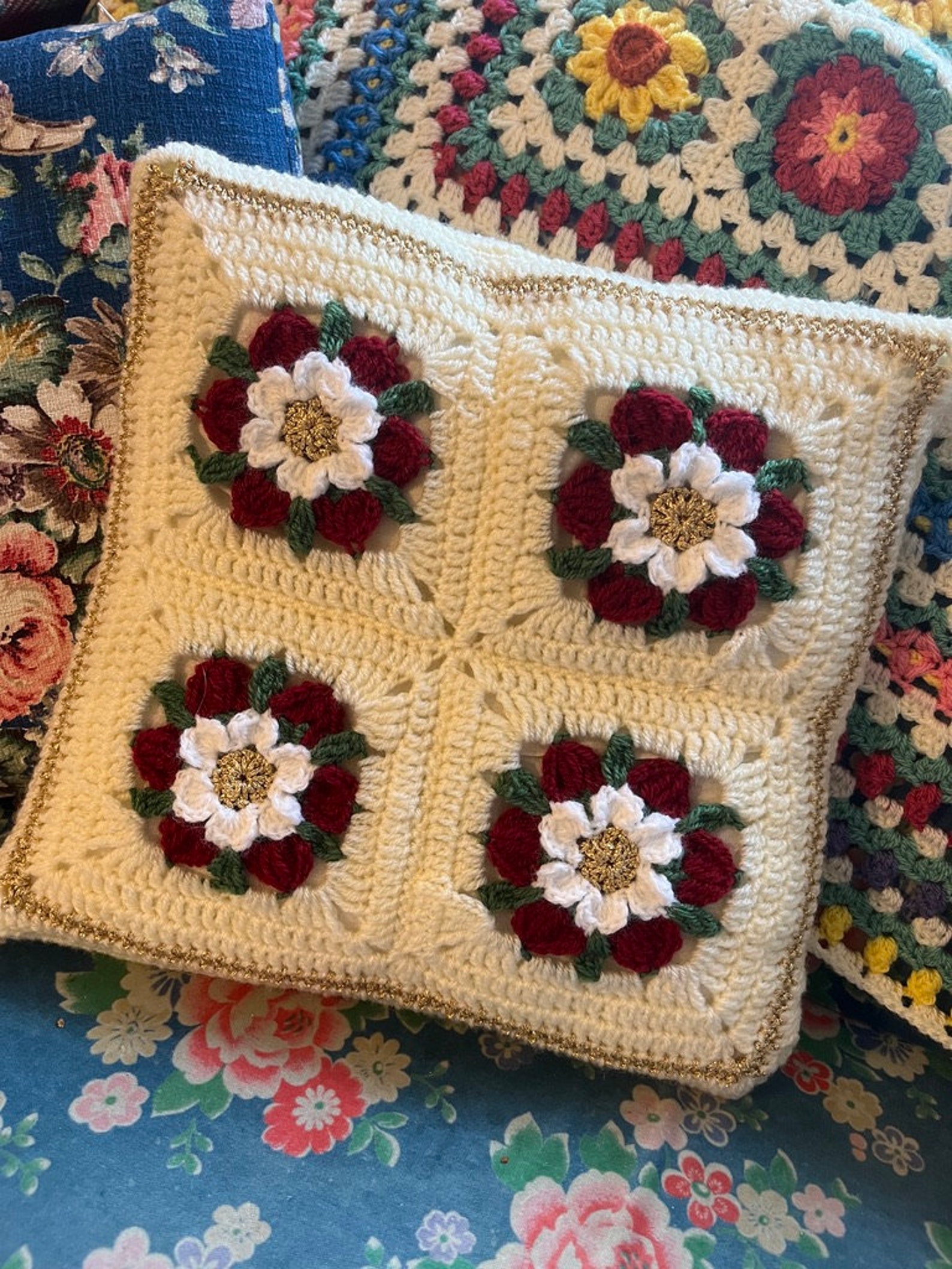Crochet Cushion, Granny Square Cushion, Granny Square Cushion Pattern ...