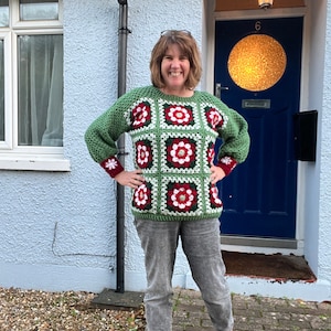 Granny Square Jumper, Crochet Jumper, Crochet Jumper Pattern, Christmas ...