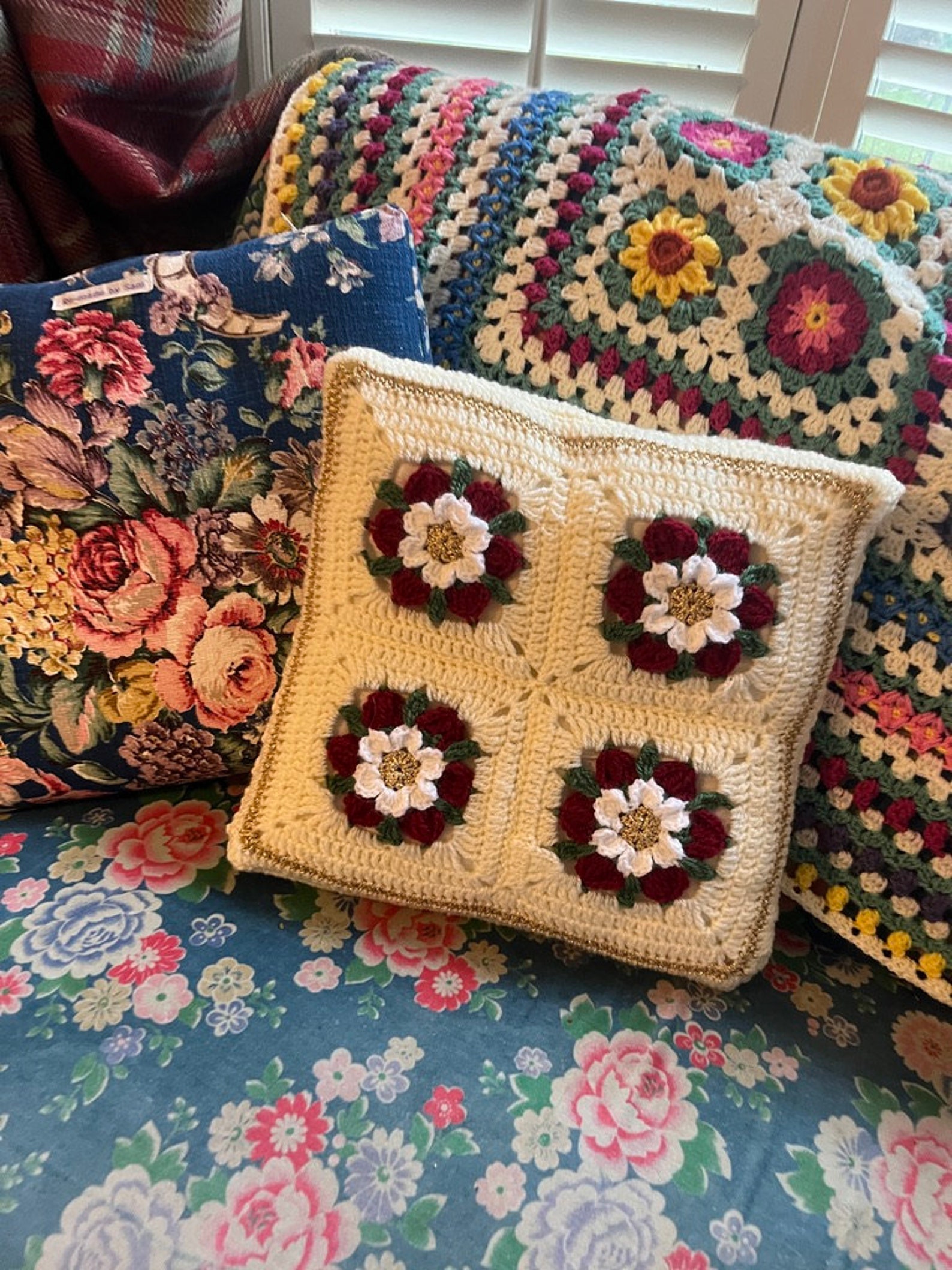 Crochet Cushion, Granny Square Cushion, Granny Square Cushion Pattern ...