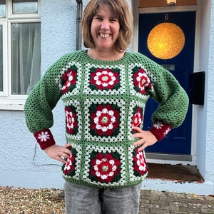 Granny Square Jumper, Crochet Jumper, Crochet Jumper Pattern, Christmas ...
