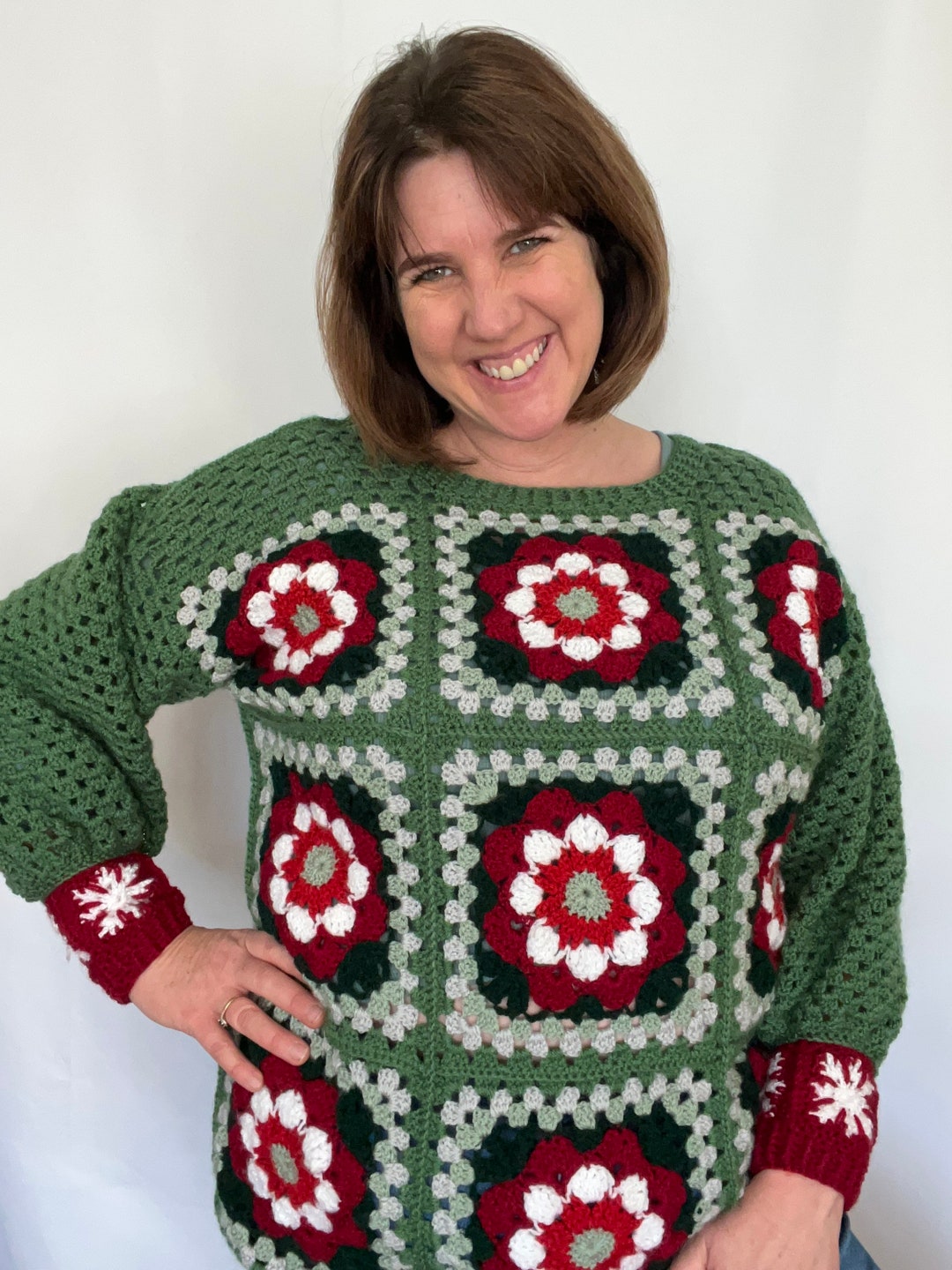 Granny Square Jumper, Crochet Jumper, Crochet Jumper Pattern, Christmas ...